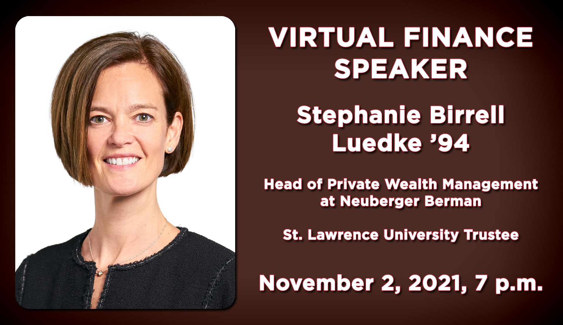 Virtual Finance Speaker: Stephanie Birrell Luedke '94 | St. Lawrence ...